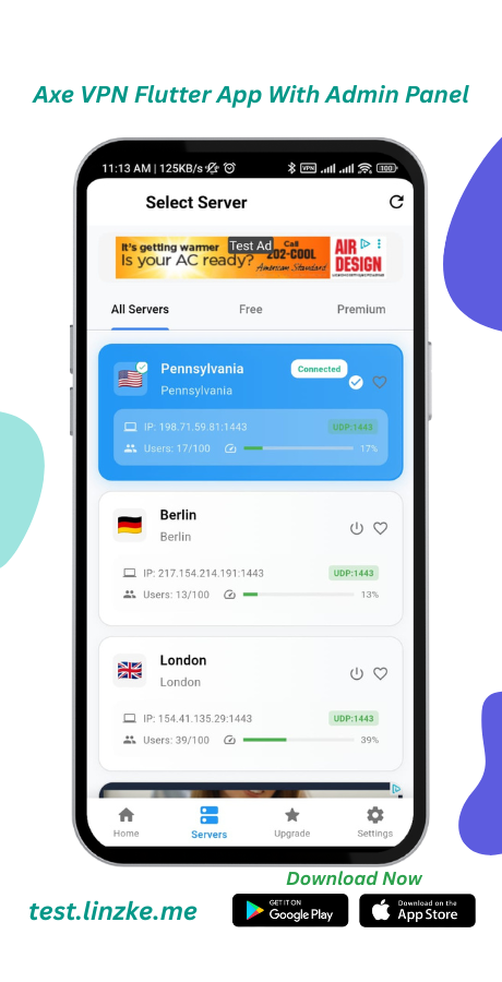Axe VPN Flutter App With Admin Panel - Linkze by quickro | CodeCanyon
